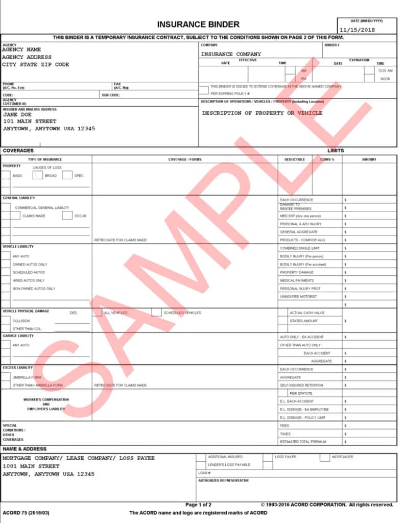 Insurance Binder Request Massachusetts | LoPriore Insurance Agency